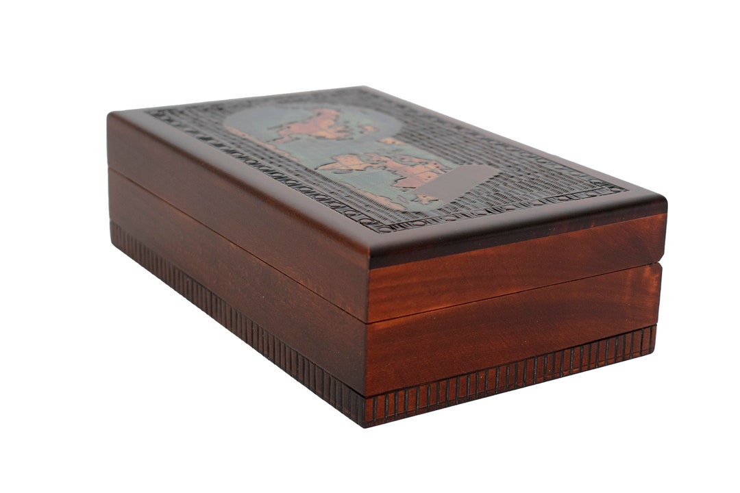 Handmade Wooden Box With Vintage Map Lid A Journey Into Nostalgia - Etsy