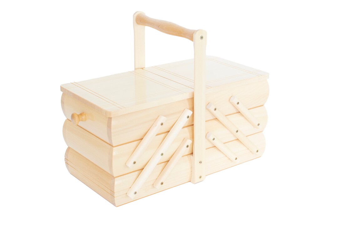 Artisan-crafted Natural Wood Handmade Sewing Box: A Timeless Haven for ...
