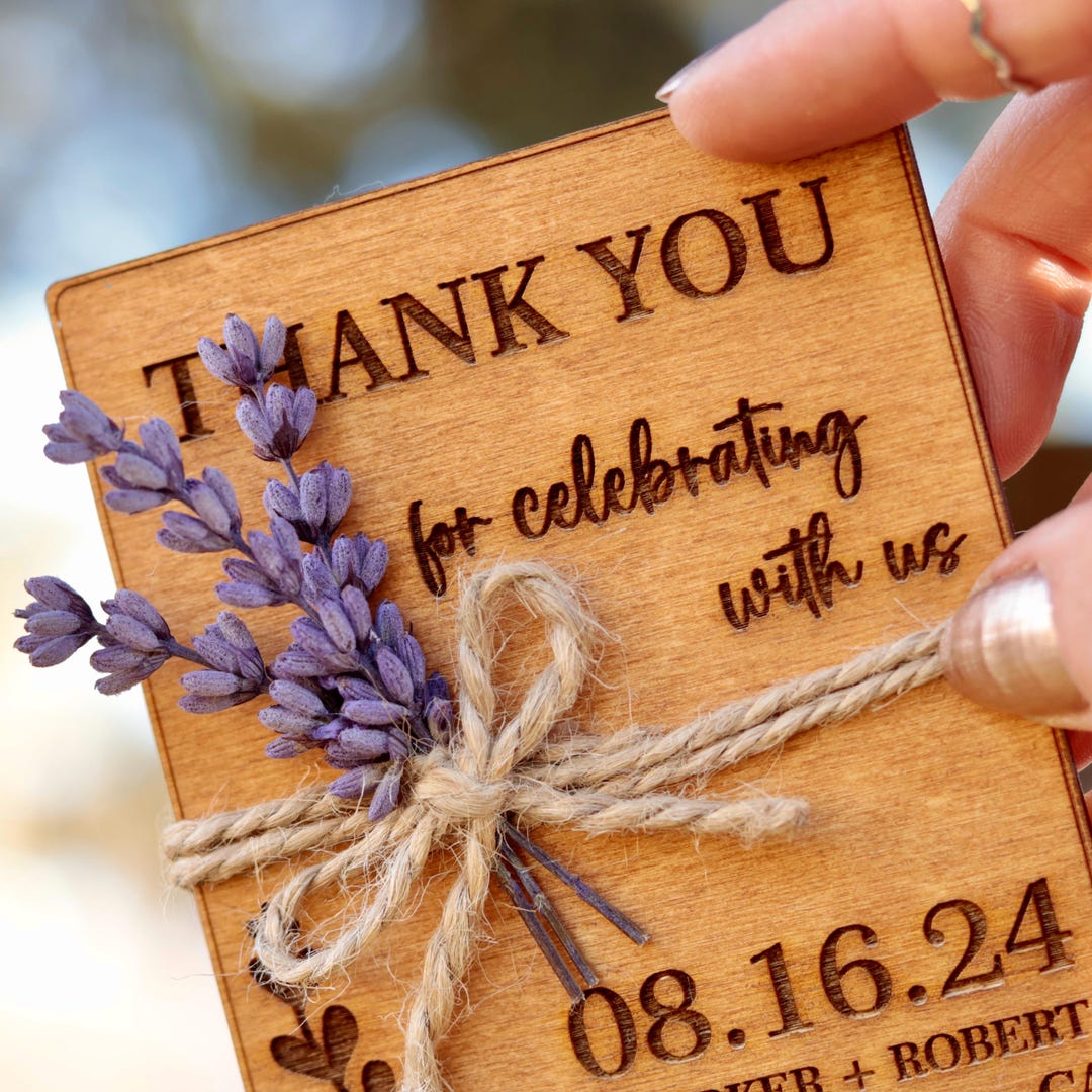 Floral Wedding Favor Magnet: Custom Birch Wood Rustic Thank You Gift - Etsy