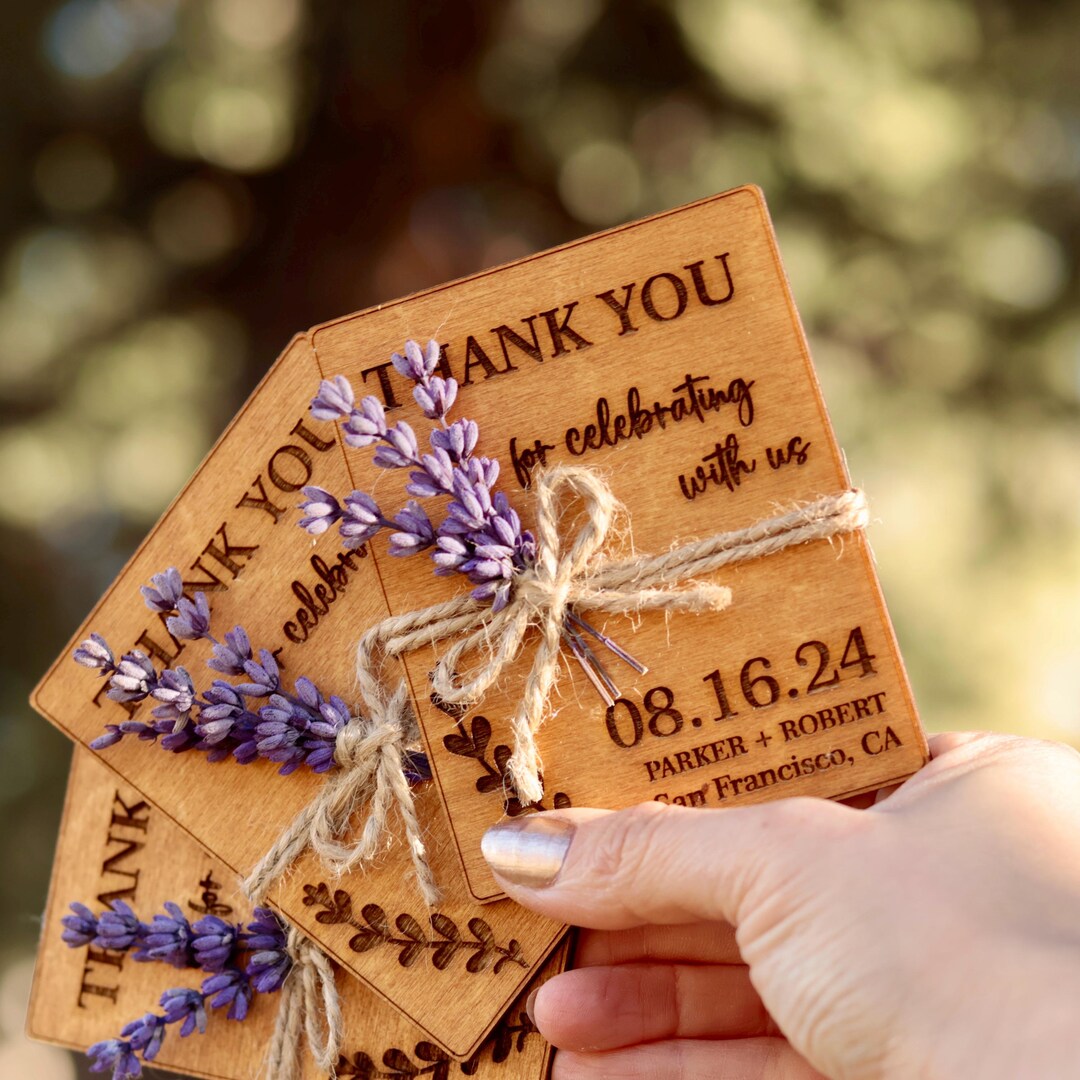 Rustic Birch Wood Wedding Magnets: Lavender Boho Favors - Etsy