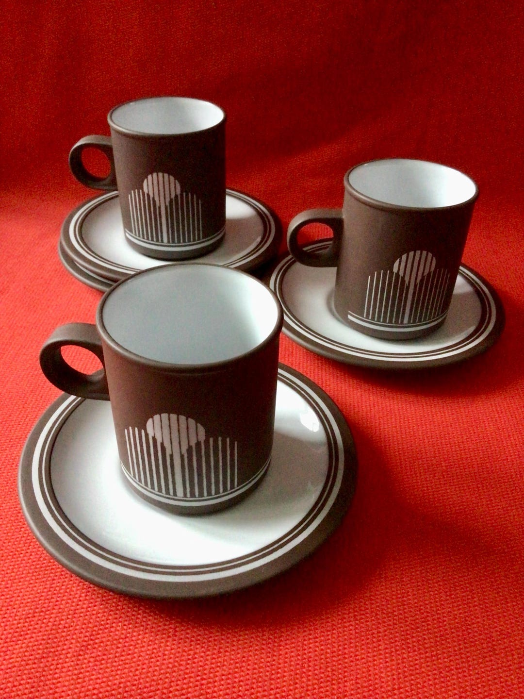 Hornsea Pottery impact Pattern Set of Three 1977 Vintage Ceramic Coffee ...