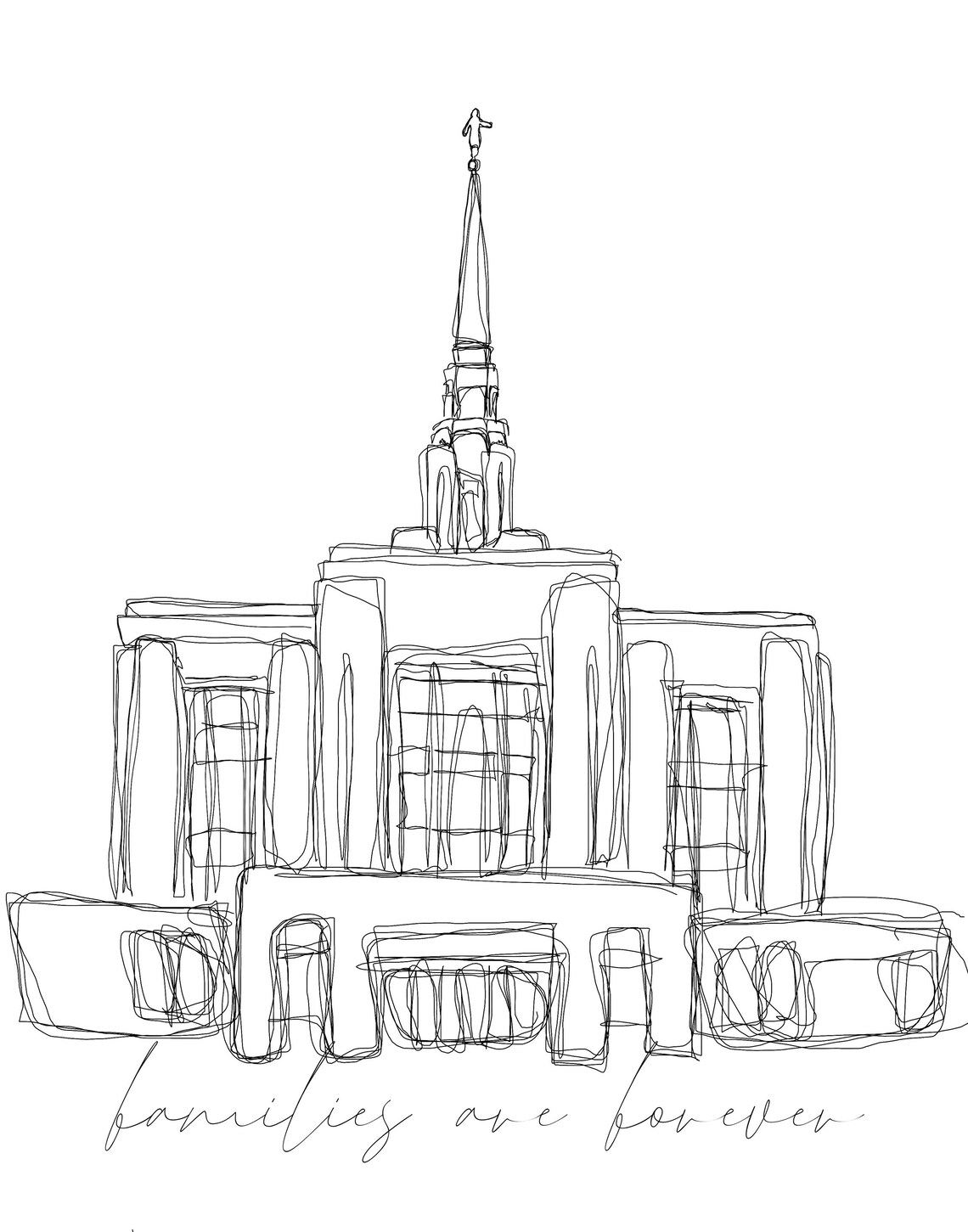 Ogden Temple, Line Drawing, Home Decor, Wall Art, LDS Art, Religious ...