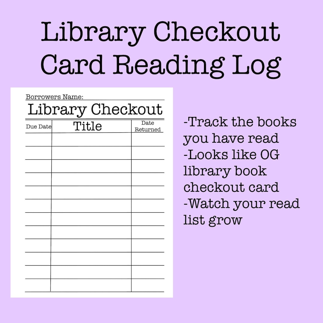 Library Checkout Printable, Reading Journal, Reading List, Bookworms ...