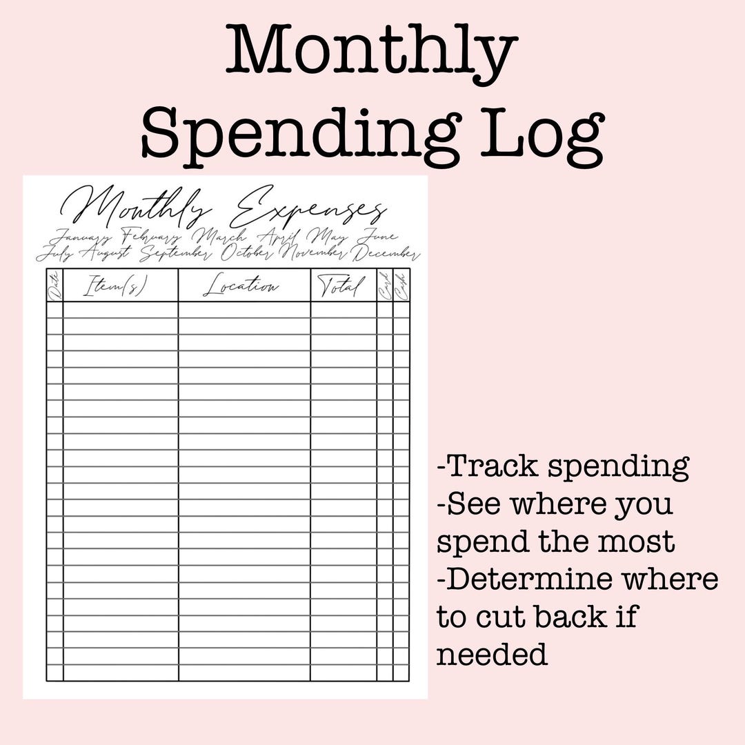 Monthly Spending Log Printable, Monthly Expenses, Digital Download ...