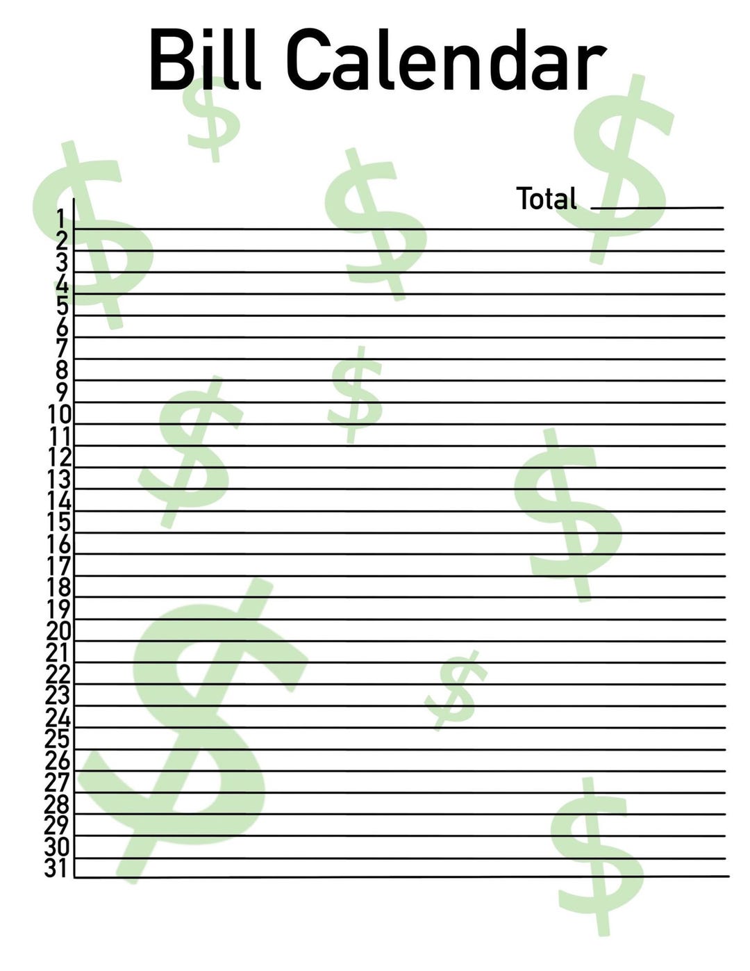 Bills at A Glance Printable Tracker, Bullet Journal Tracker, Printable ...