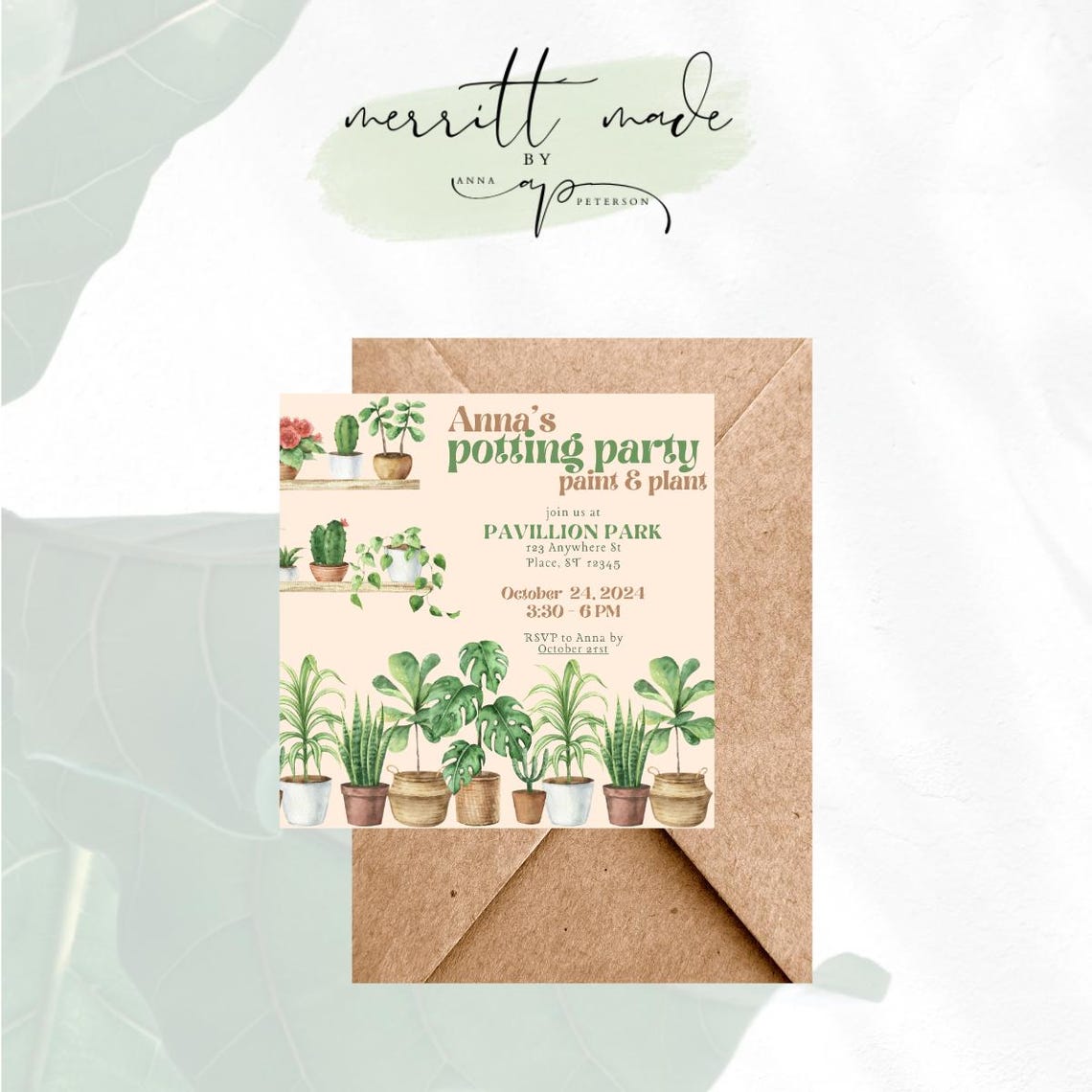 Plant Party Invitation | Garden Potting Invite | Plant Lover Gathering ...