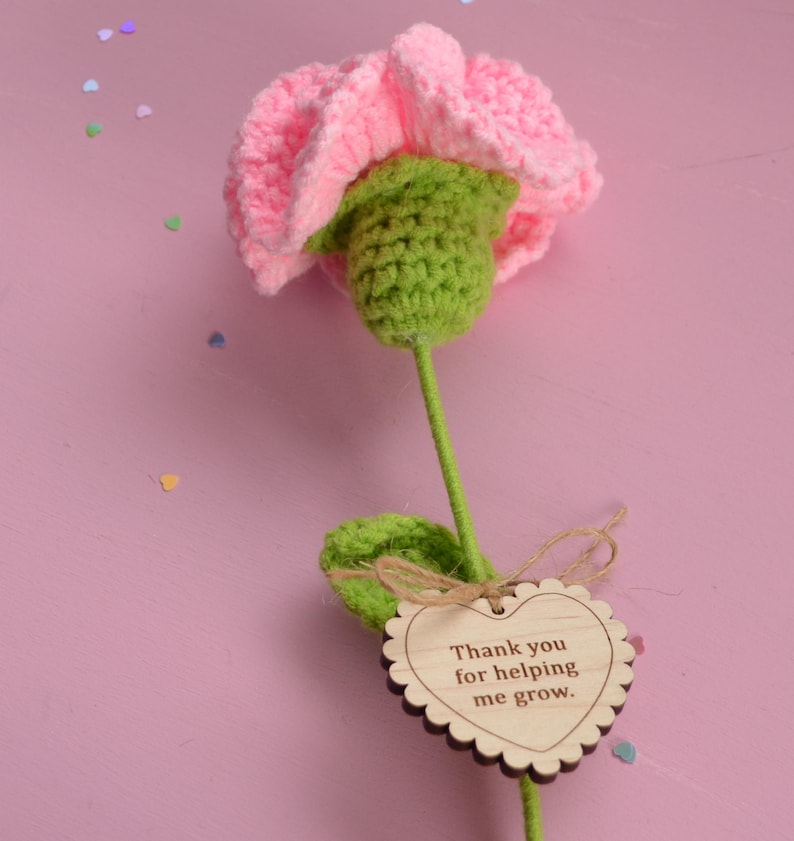 Teacher Gift, Teacher Thank You for Helping Me Grow, Single Crochet ...