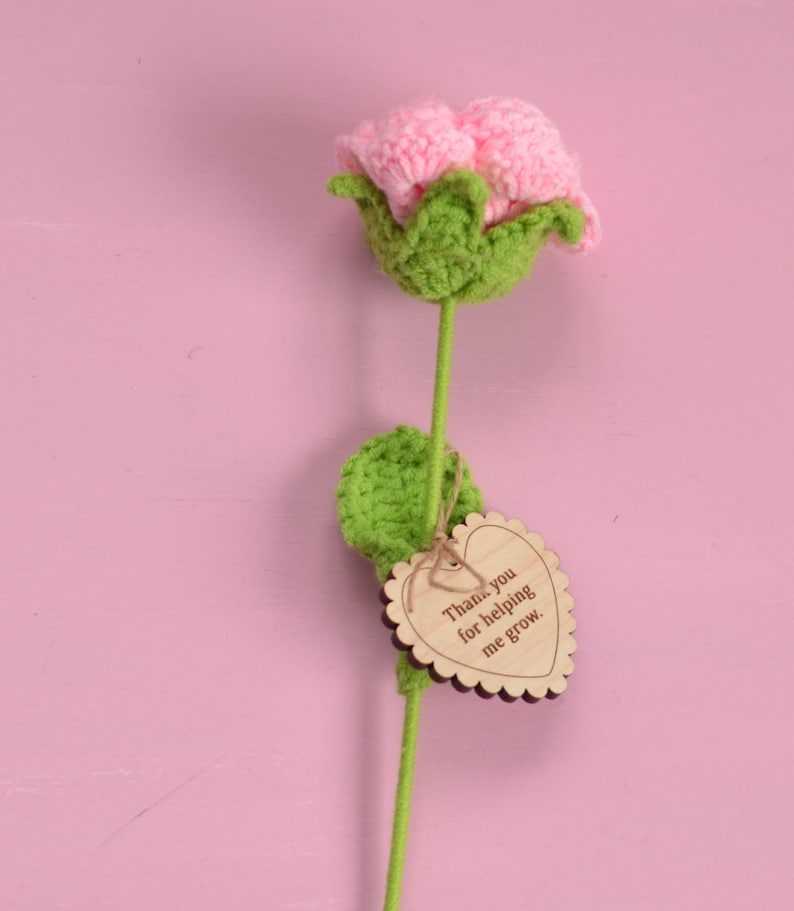 Teacher Gift, Teacher Thank You for Helping Me Grow, Single Crochet ...