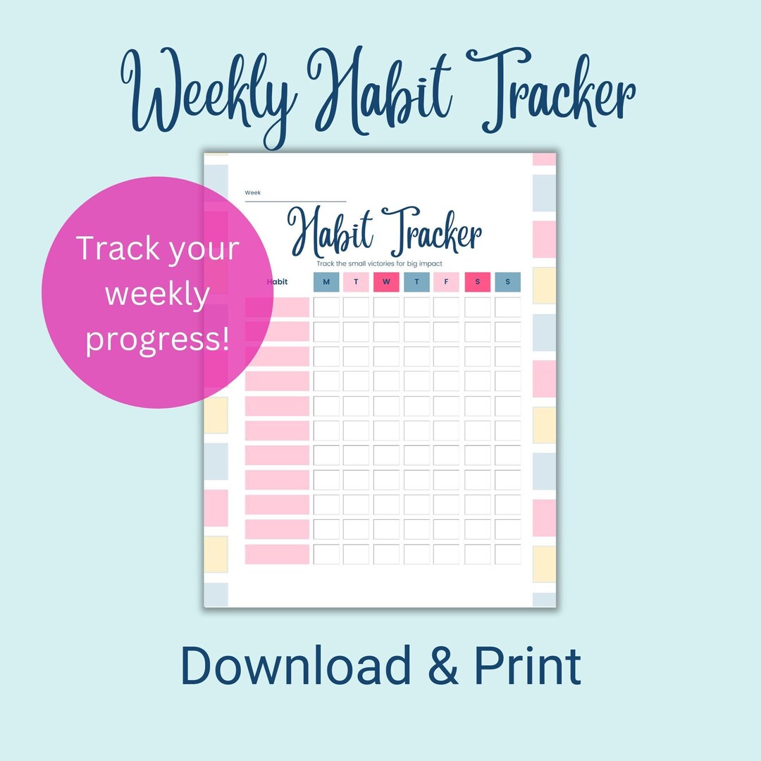 Weekly Habit Tracker Printable, Habit Tracker Template, Routine Tracker ...