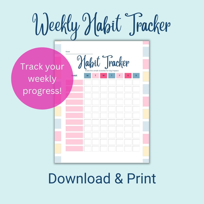Weekly Habit Tracker Printable, Habit Tracker Template, Routine Tracker ...
