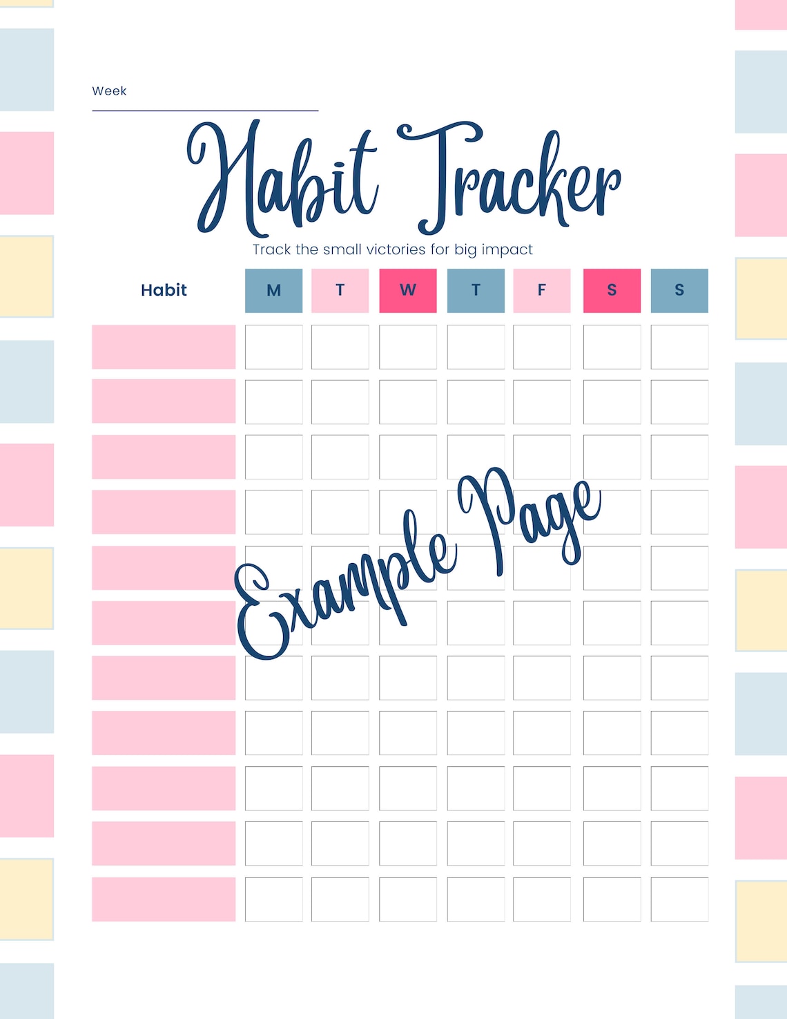 Weekly Habit Tracker Printable Habit Tracker Template - Etsy