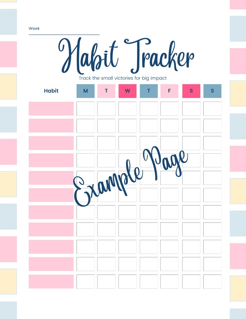 Weekly Habit Tracker Printable Habit Tracker Template - Etsy