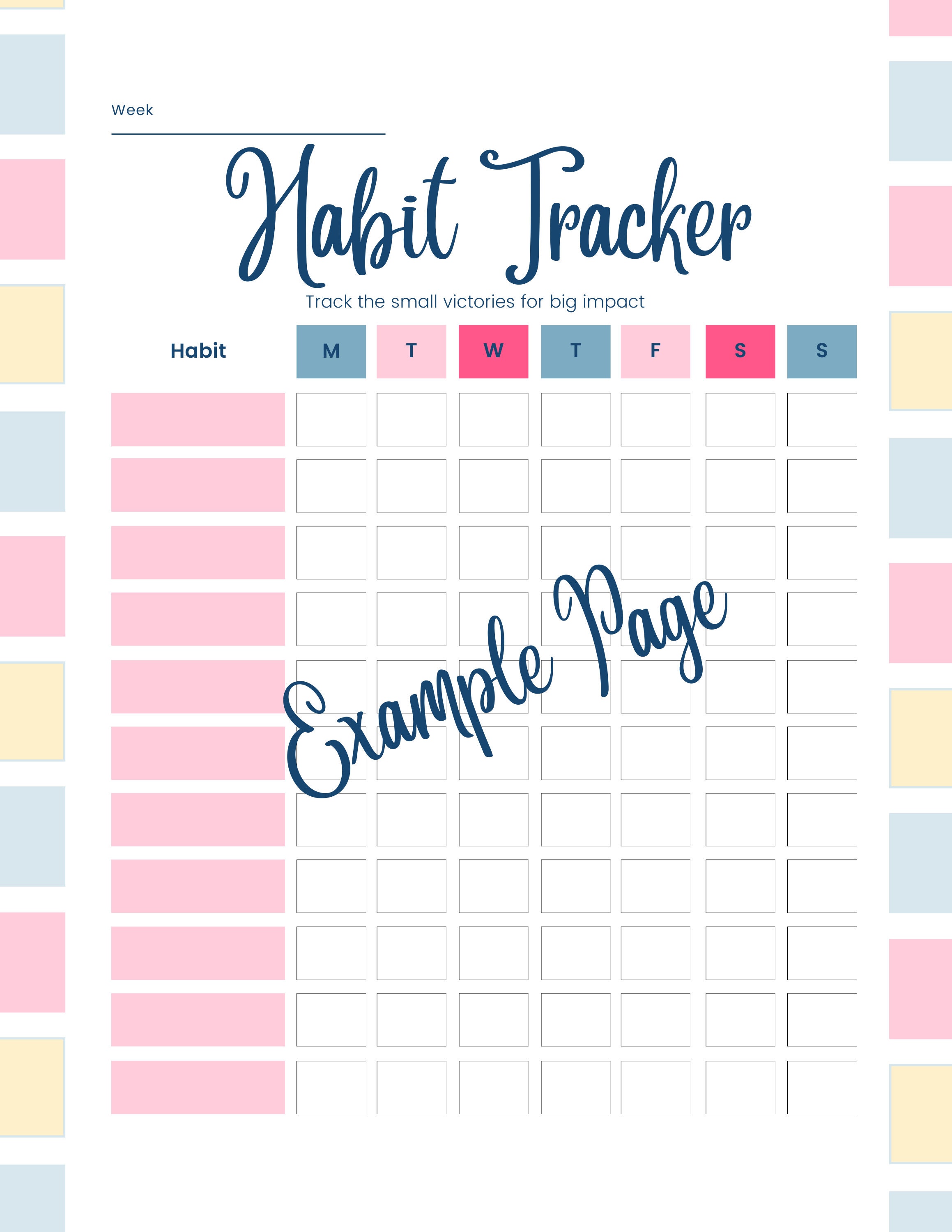Weekly Habit Tracker Printable Habit Tracker Template - Etsy