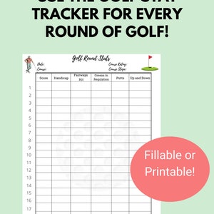 FILLABLE, Golf Printable Bundle, Golf Stat Tracker, Blank Journal Entry ...