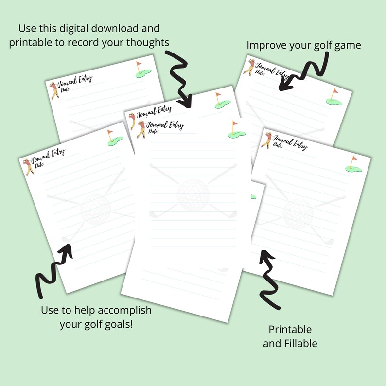 Golf Journal Entry Printable, FILLABLE, Instant Download, Golf ...