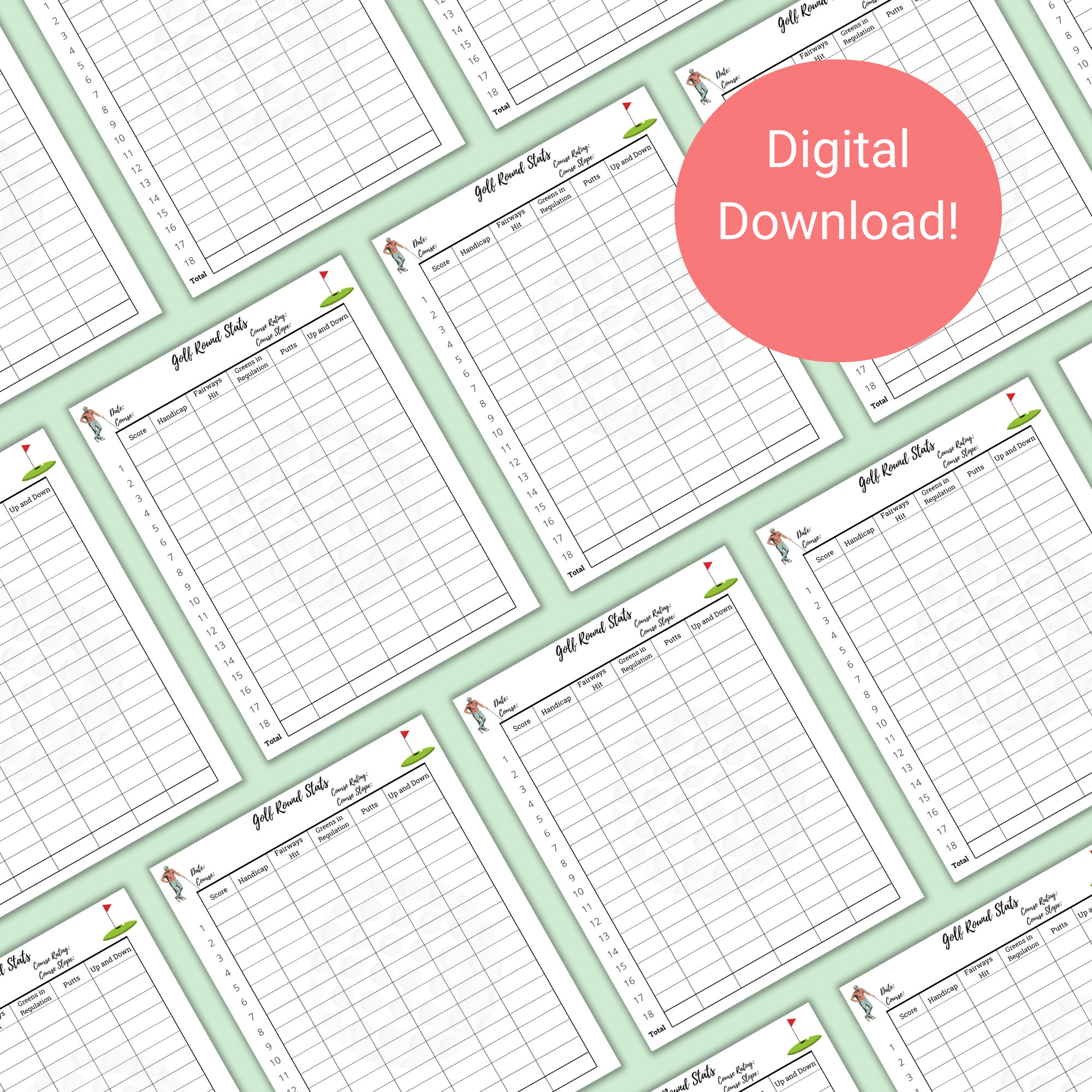 Golf Stat Tracker, Golf Gift, Fillable and Printable, Golf Stats, Instant Download, Printable ...