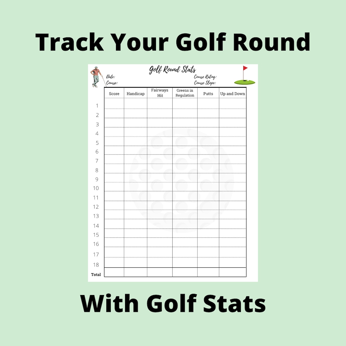 Golf Printable, Bundle, Golf Stat Tracker, Blank Journal Entry, Post ...