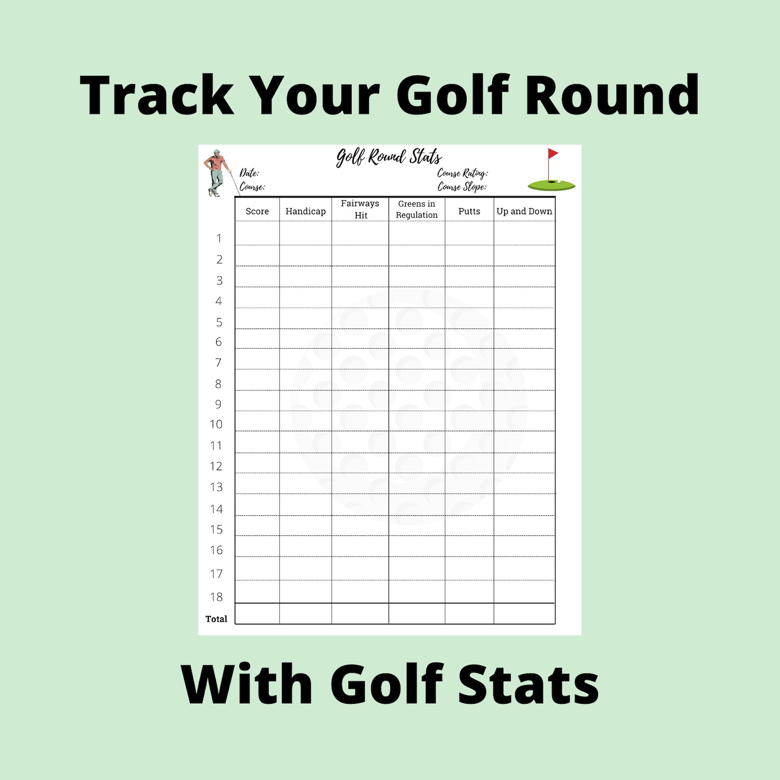 Golf Printable, Bundle, Golf Stat Tracker, Blank Journal Entry, Post ...