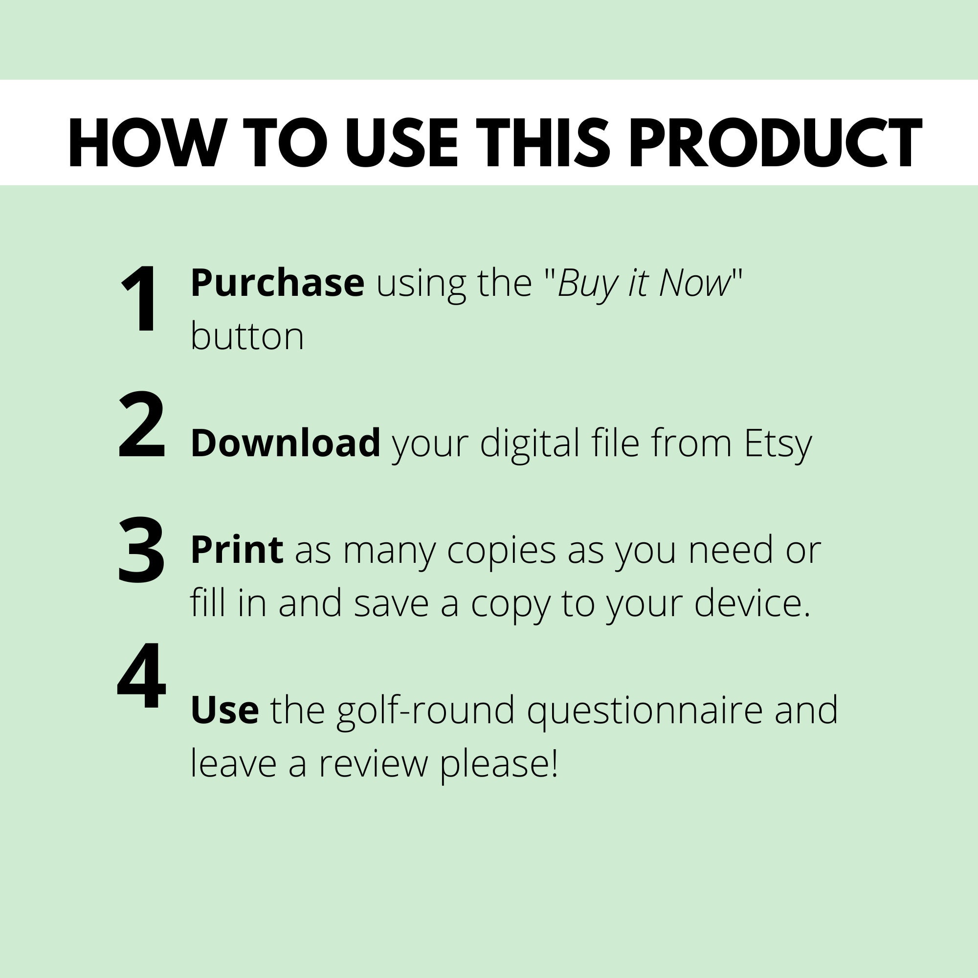 Golf Printable, Post-round Questionnaire, FILLABLE, Golf Stats, Blank ...