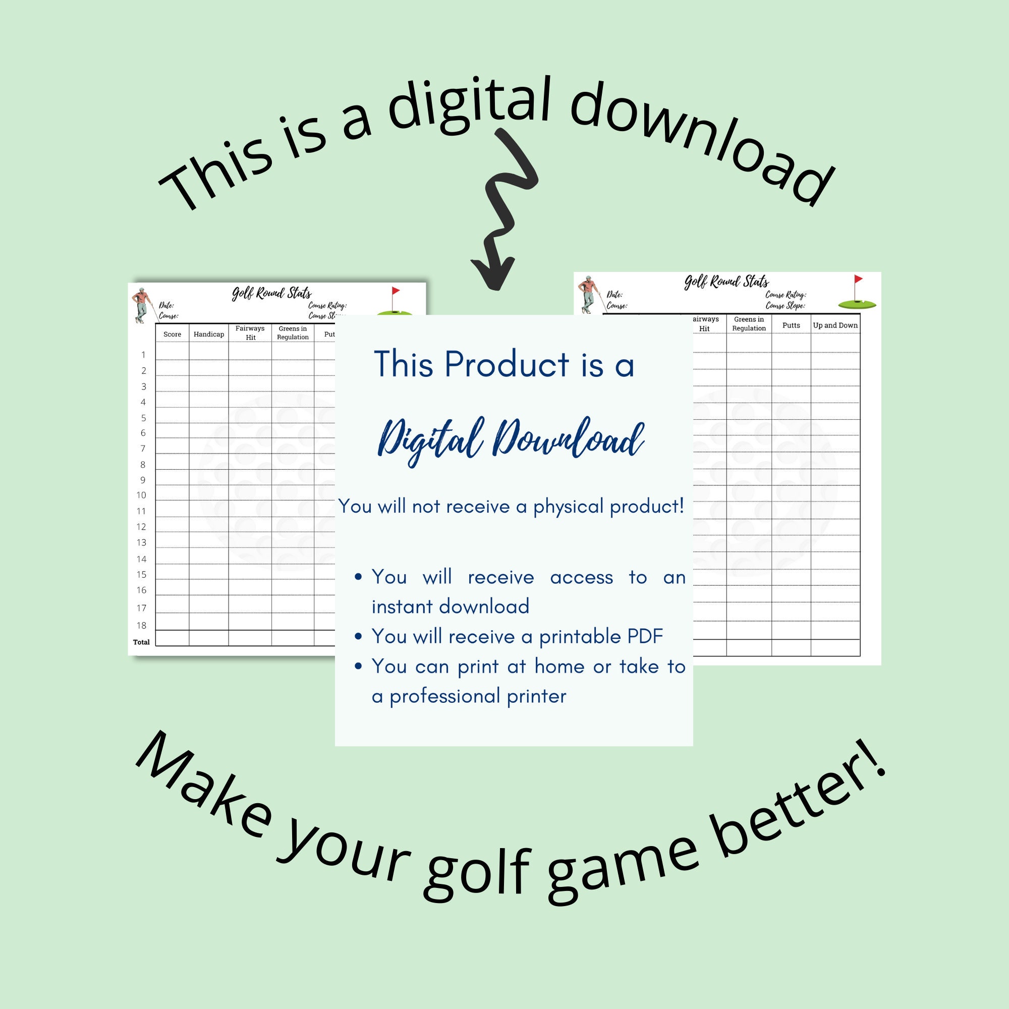 Golf Stat Tracker, Golf Gift, Fillable and Printable, Golf Stats ...
