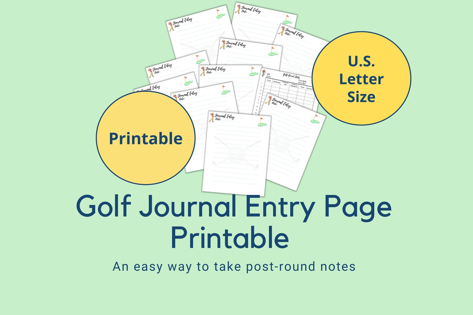 Golf Journal Entry Printable | Instant Download | Printables | Golf ...
