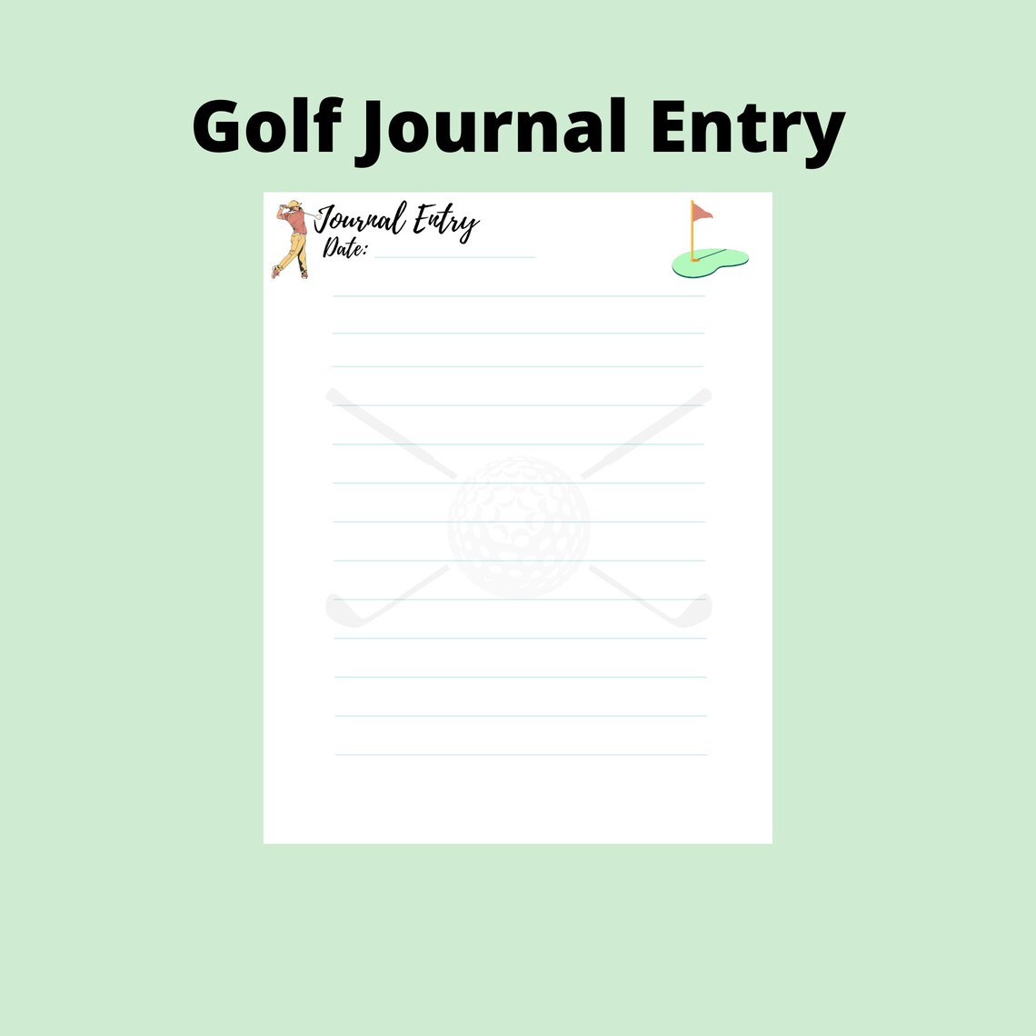 Golf Journal Entry Printable, FILLABLE, Instant Download, Golf ...