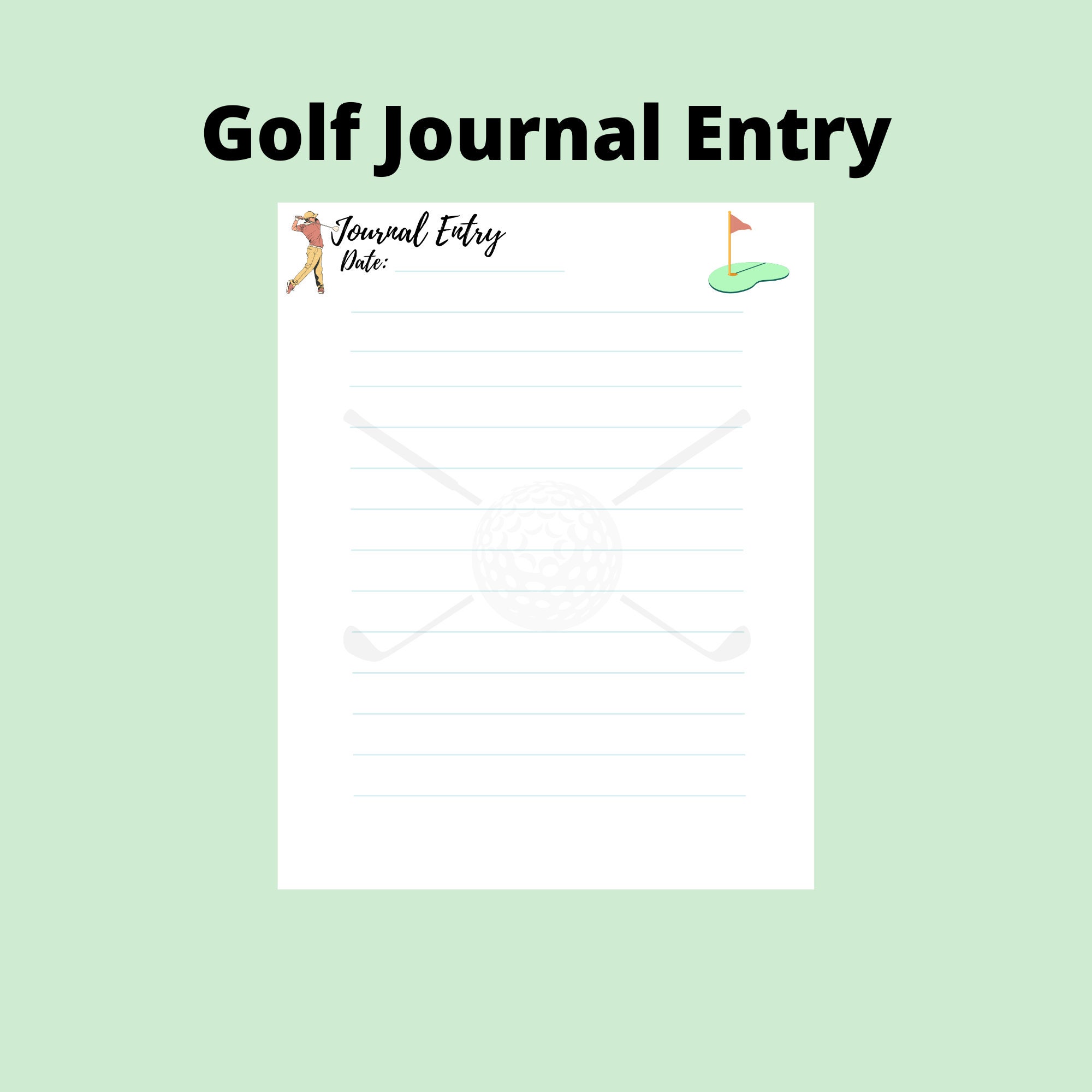 Golf Journal Entry Printable, FILLABLE, Instant Download, Golf ...