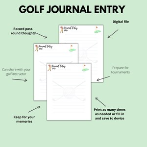 Golf Journal Entry Printable, FILLABLE, Instant Download, Golf ...