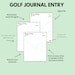 Golf Journal Entry Printable, FILLABLE, Instant Download, Golf ...