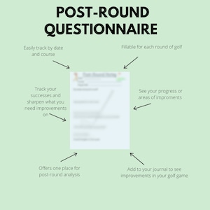 Golf Printable, Post-round Questionnaire, FILLABLE, Golf Stats, Blank ...