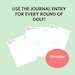 Golf Journal Entry Printable | Instant Download | Printables | Golf ...