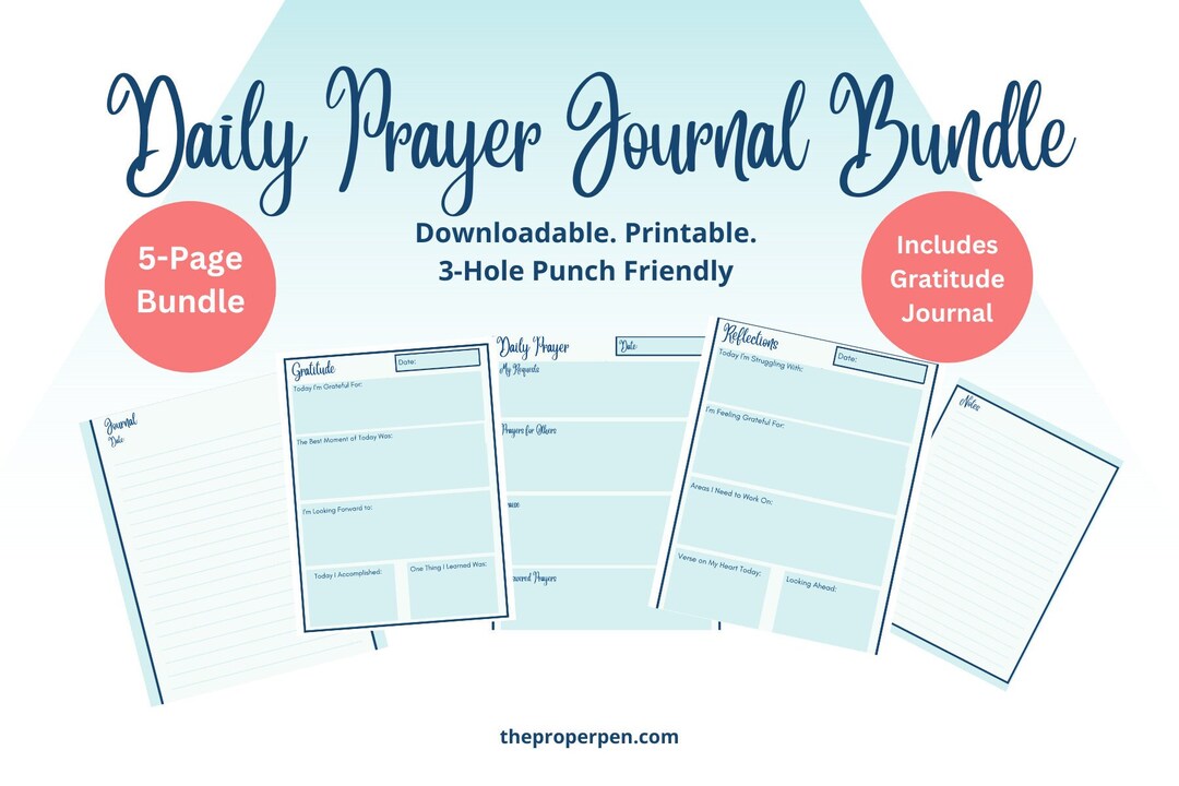 Daily Prayer Journal Bundle, Bible Study, Gratitude Journal, Bible ...