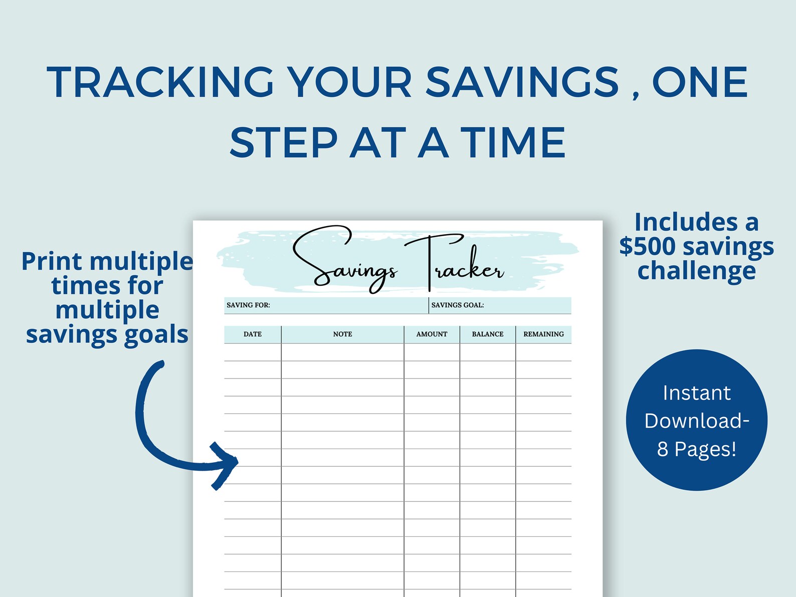Savings Tracker, Savings Tracker Printable,debt Savings Tracker ...
