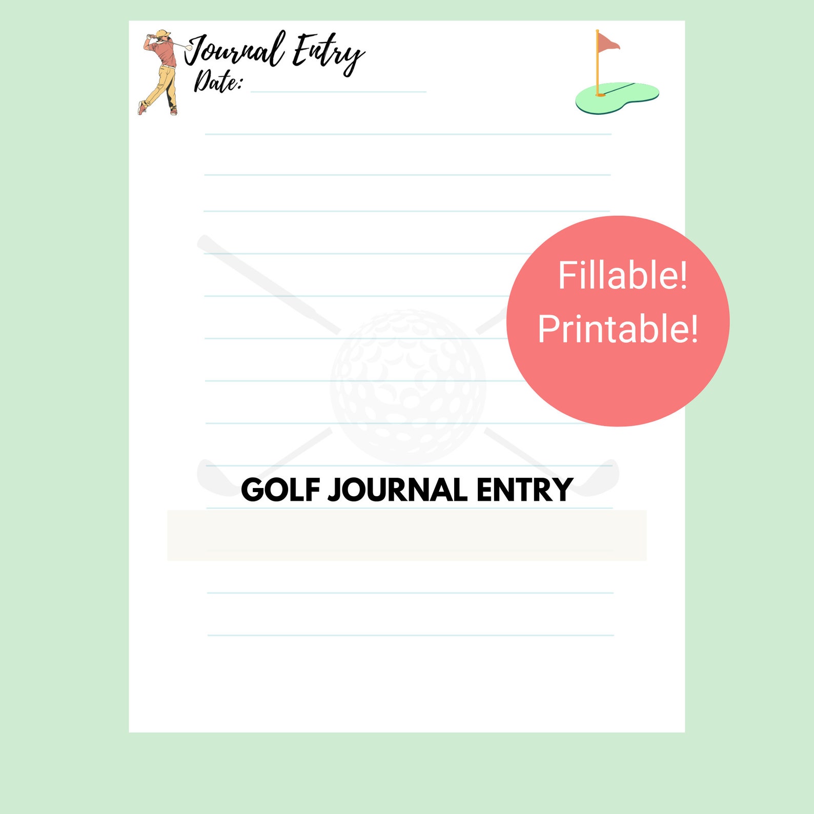 FILLABLE, Golf Printable Bundle, Golf Stat Tracker, Blank Journal Entry ...