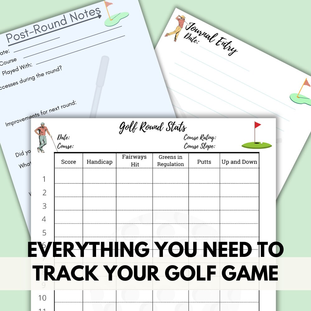 FILLABLE, Golf Printable Bundle, Golf Stat Tracker, Blank Journal Entry ...