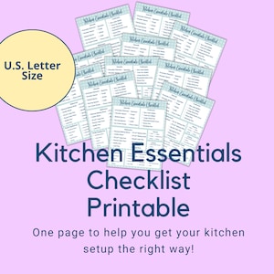 Kitchen Essentials Checklist Printable | Instant Download | Kitchen ...