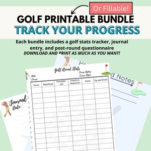 FILLABLE, Golf Printable Bundle, Golf Stat Tracker, Blank Journal Entry ...