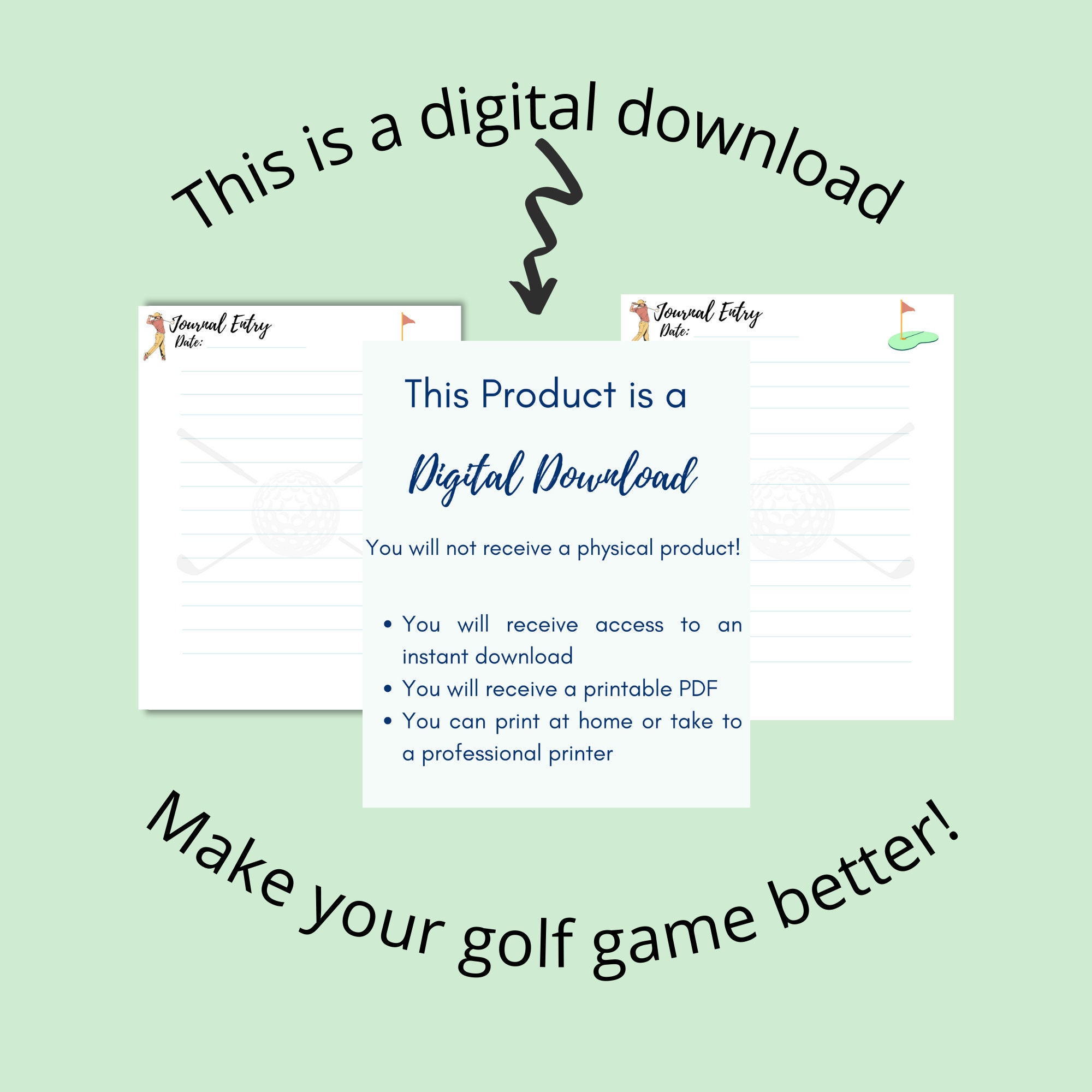 Golf Journal Entry Printable | Instant Download | Printables | Golf ...