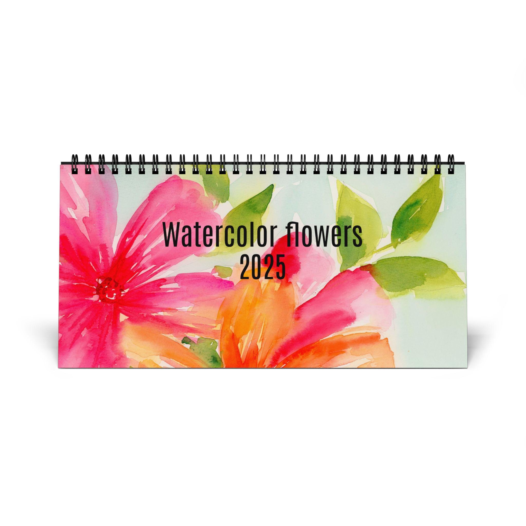 Desk Calendar, Watercolor Floral 2025 Grid, Colorful Desk Planner ...