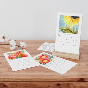Watercolor Floral Calendar, 2025 Desk Calendar, Art Calendar, Home ...