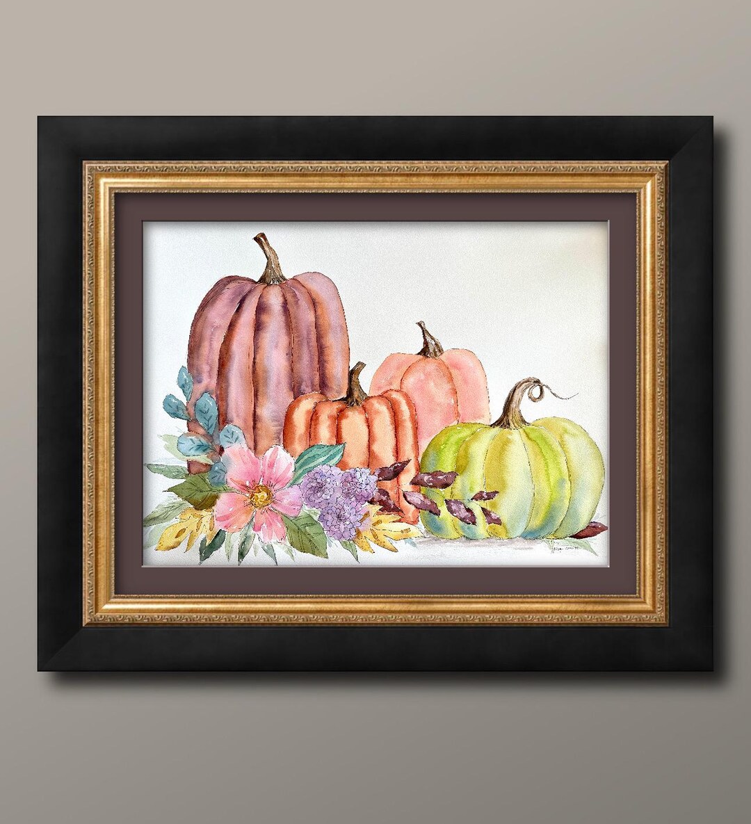Large Fall Pumpkin Watercolor Painting “farm Fresh Pumpkins” 18x24 ...