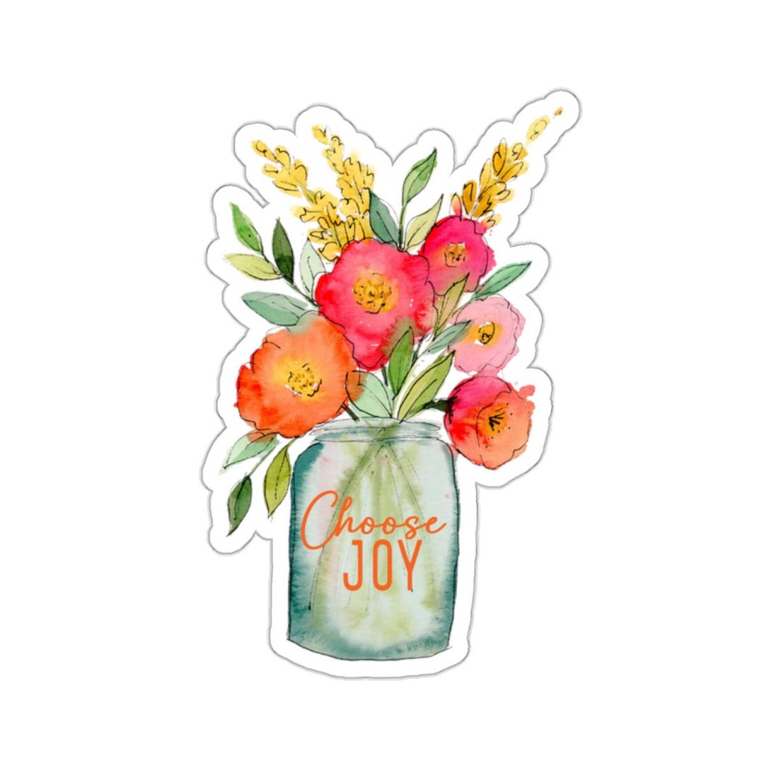 Watercolor Flowers Kiss-cut Stickers, Unique Colorful Sticker Set ...