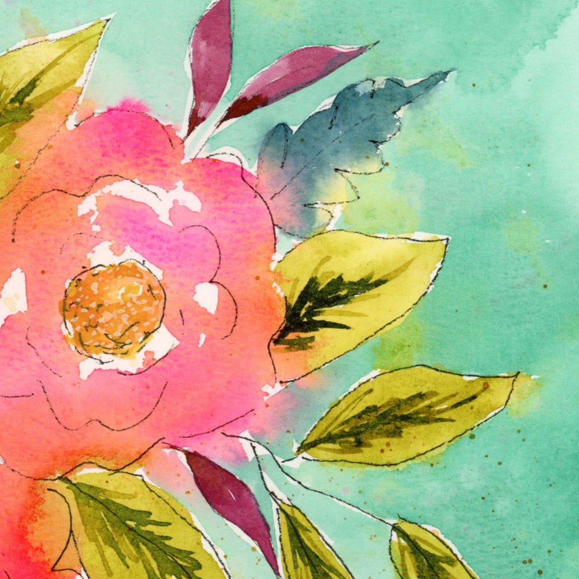 Original Floral Watercolor Painting, 'bright & Bold' Artwork (9x12) - Etsy