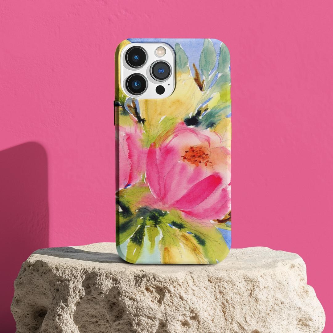 Magnetic iPhone Floral Case, Watercolor Flowers Magnetic Tough Cases ...