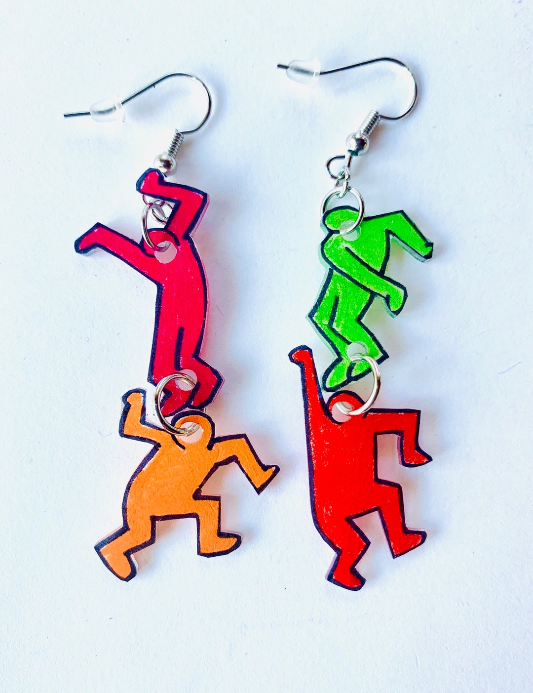 Art Lover Earrings, Inspired by Keith Haring Earrings, Art Earrings ...
