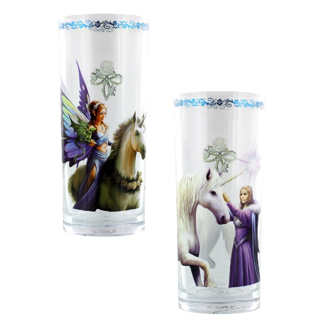 Anne Stokes Unicorns Glasses Set of 2 Tumblers Kitchenware Fairy Witchy ...
