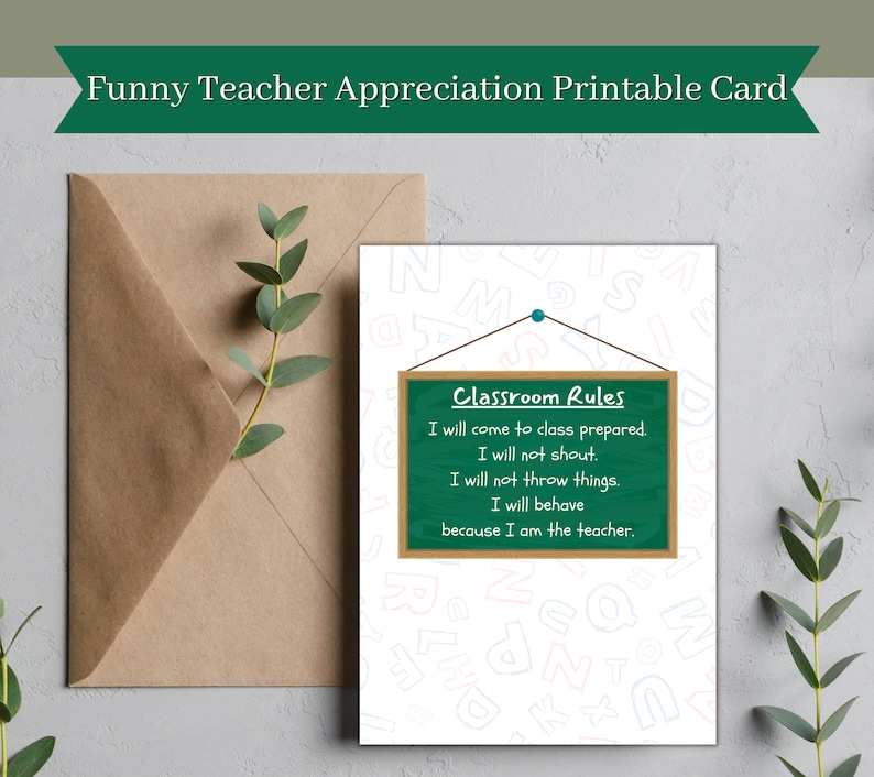 Funny Teacher Appreciation Card | Teacher Greeting Card | Printable ...