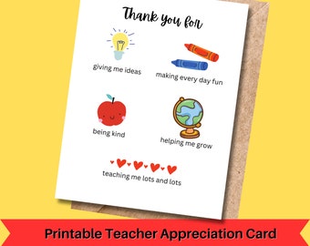 Funny Teacher Appreciation Card Teacher Greeting Card Printable Teacher ...