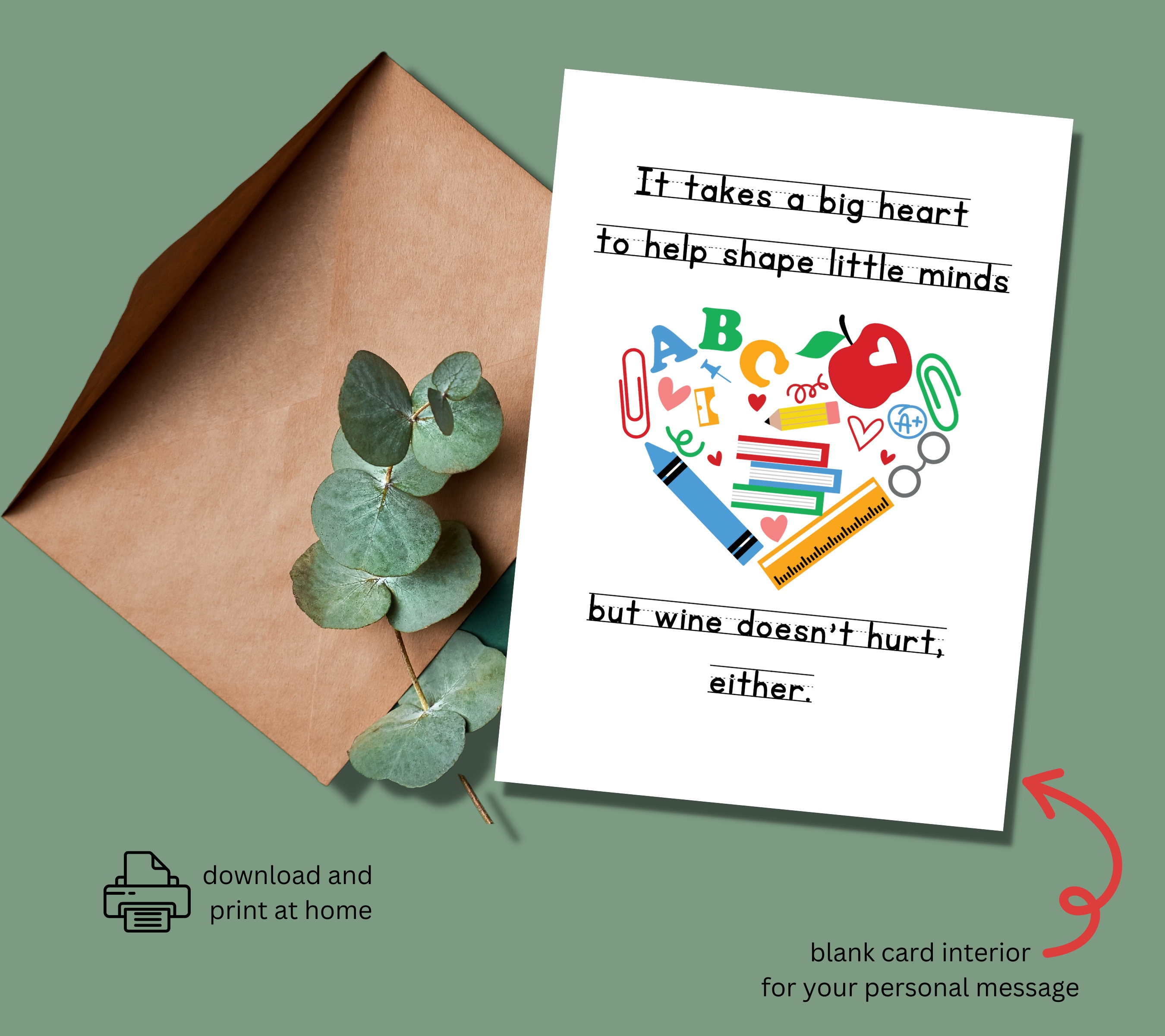 Funny Teacher Appreciation Card | Teacher Greeting Card | Printable ...