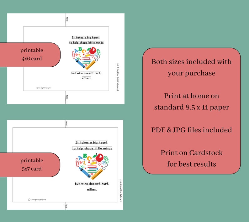 Funny Teacher Appreciation Card | Teacher Greeting Card | Printable ...